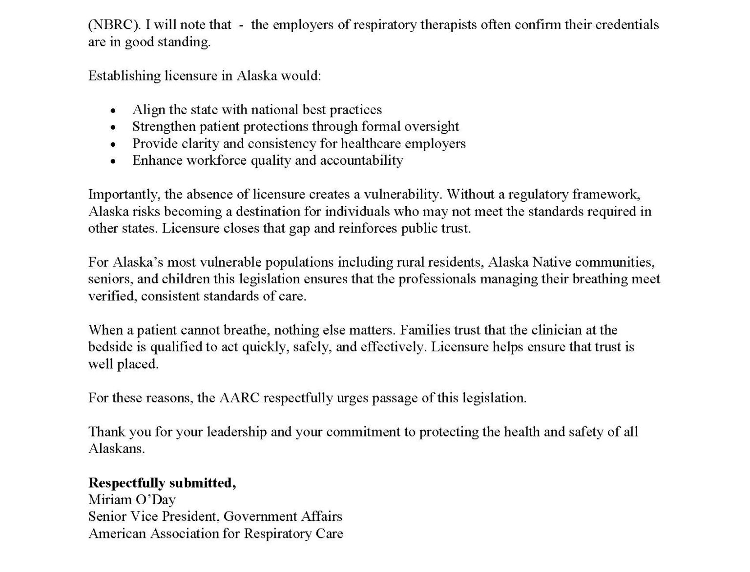 Alaska Closer to Securing Licensure for Respiratory Therapists - AARC ...